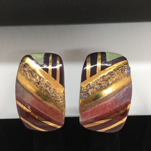 Jewelry | Deep Gem Colored Porcelain Earrings | Poshmark